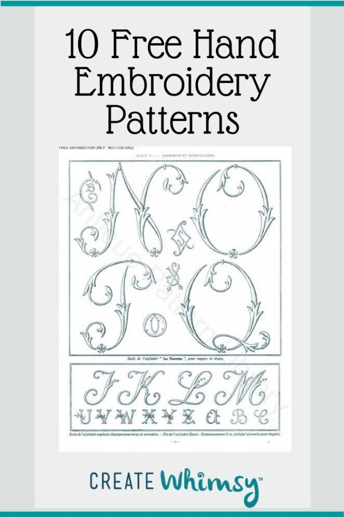 10 Resources for Free Hand Embroidery Patterns! - Create Whimsy