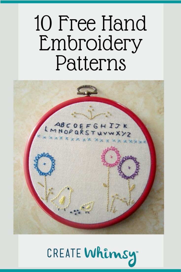 10 Resources for Free Hand Embroidery Patterns! - Create Whimsy