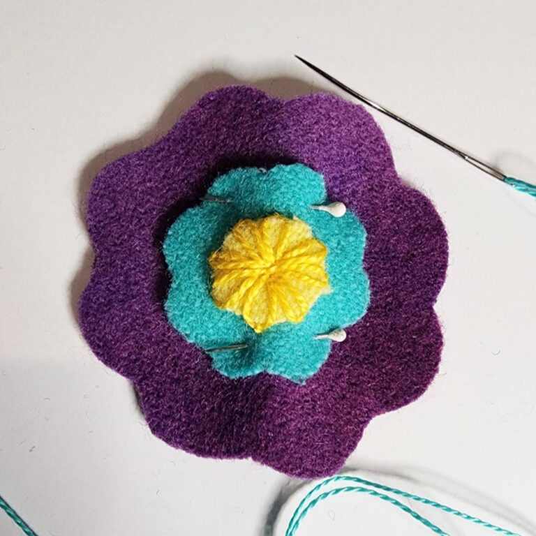 Wool Appliqué Flower Ornament - Create Whimsy